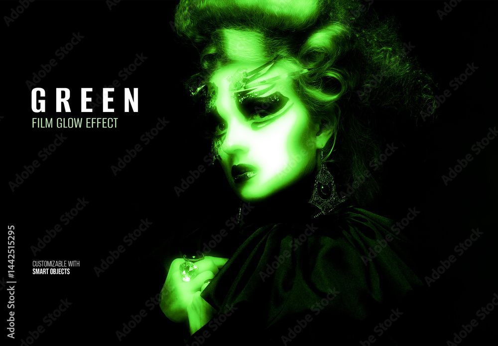Green Film Glow Photo Effect Stock テンプレート | Adobe Stock