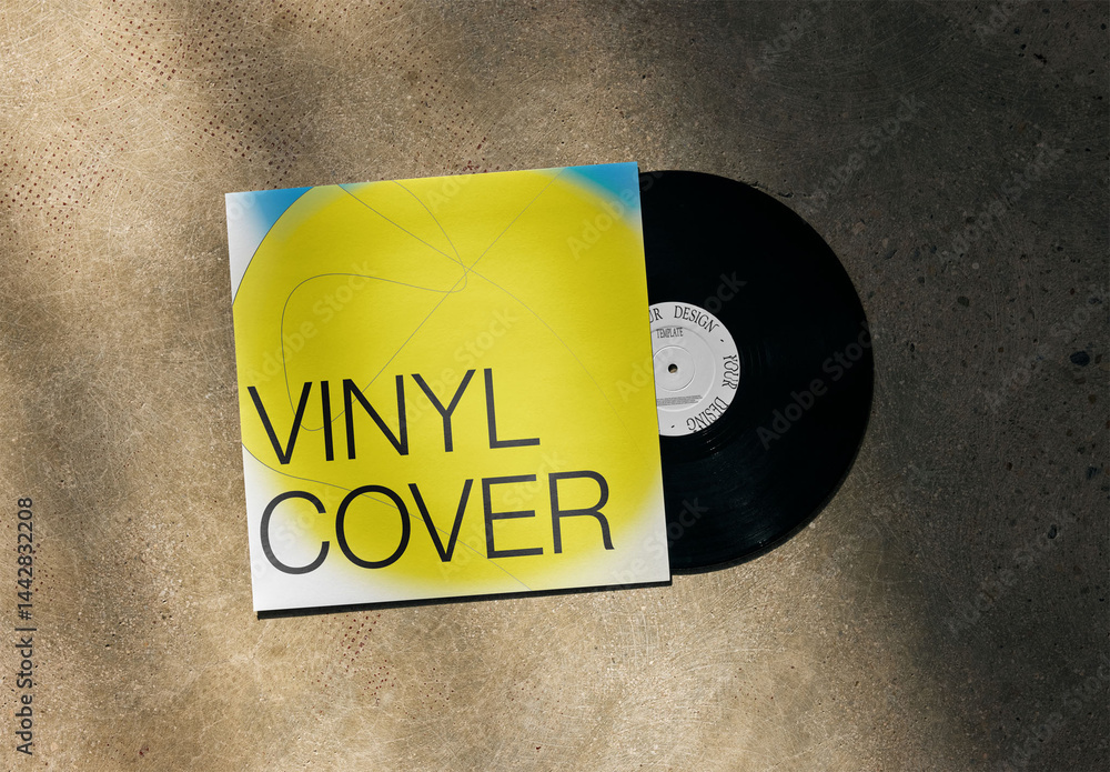Mockup Of Customized Album Cover And Vinyl Record Stock Template ...