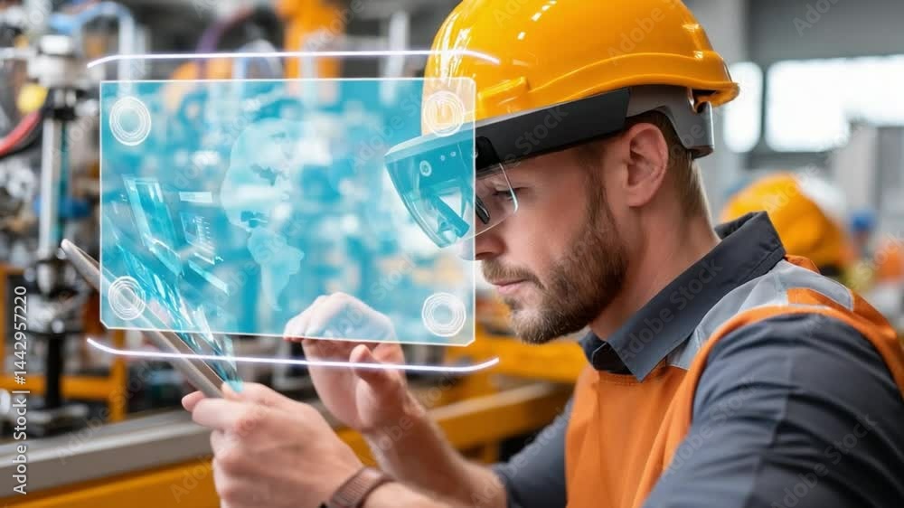 Tech-Enhanced Industrial Vision: A skilled worker, safety gear and AR ...