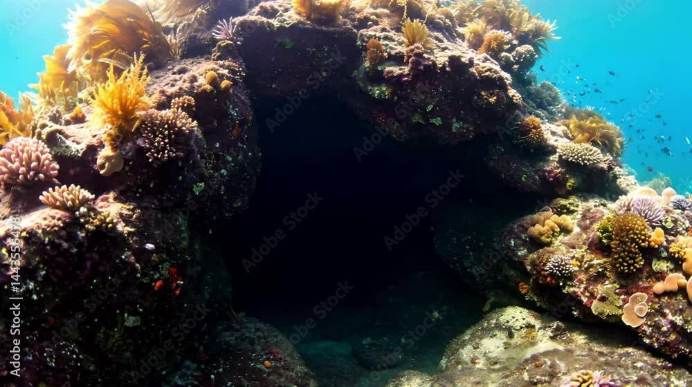 moray eel emerges from the dark depths of an underwater cave Moray eel ...