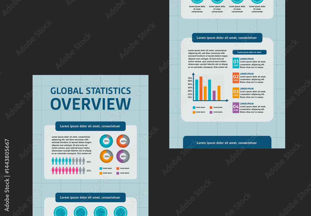 Blue Data Infographic Charts Elements Statistics Layout Stock Template ...