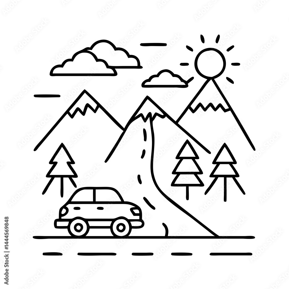 Poster scenic drive icon, scenic drive line art - simple line art of ...