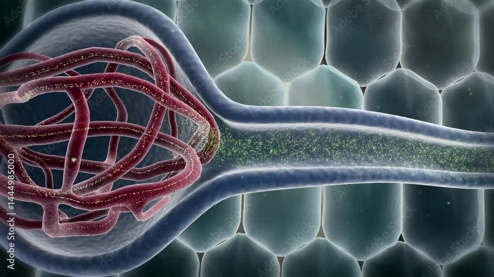 3D animation of glomerular filtration process, nephron anatomy, urine ...