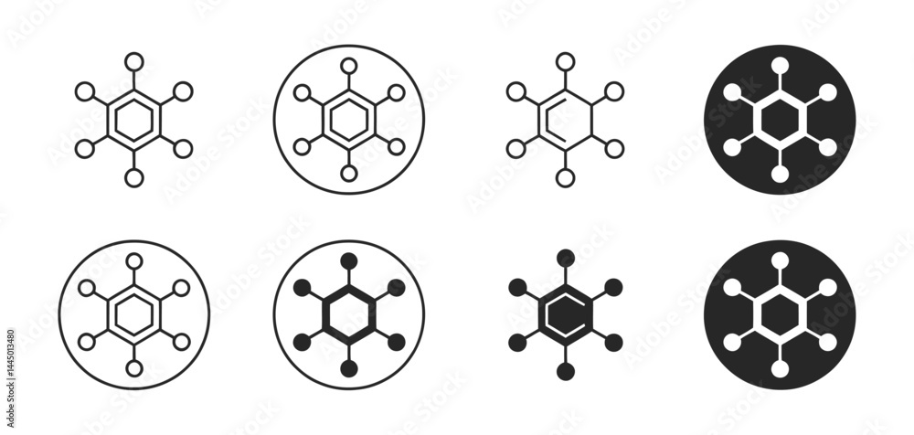 Poster Set of Molecular Structure Icons Hexagon Benzene Ring – Wall Art ...