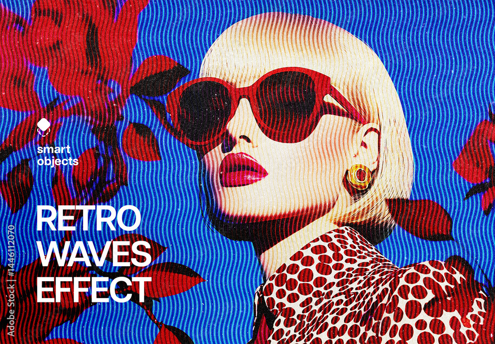 Retro Waves Effect Mockup Stock Template | Adobe Stock