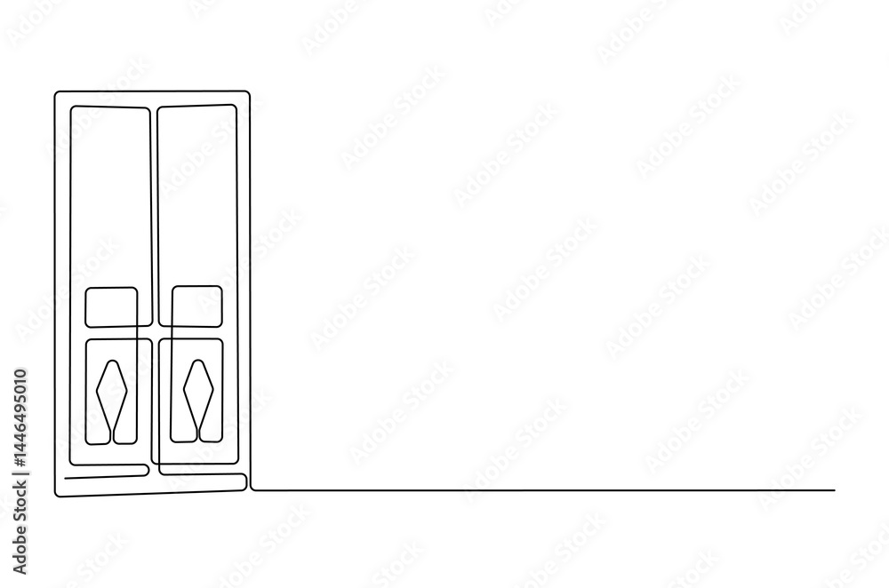 Poster Continuous one line drawing of Closed door – Wall Art | UkPosters