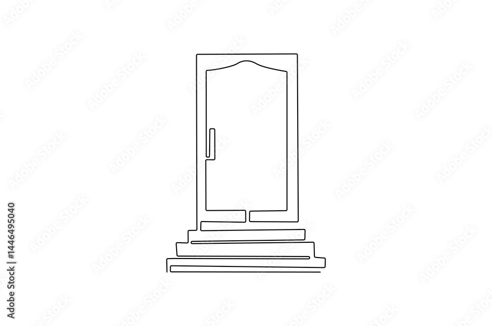 Poster Continuous one line drawing of Closed door – Wall Art | UkPosters