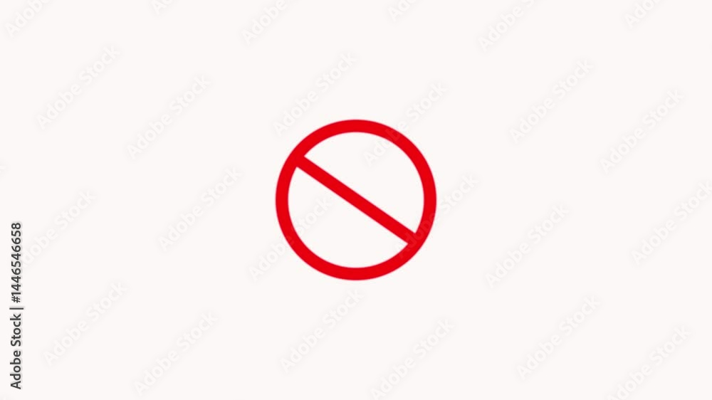 Simple Ban animation icon. Red sign stop, ban, cross, warning, stop or ...