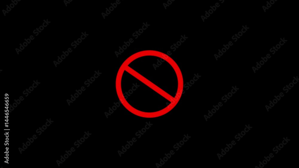 Simple Ban animation icon. Red sign stop, ban, cross, warning, stop or ...