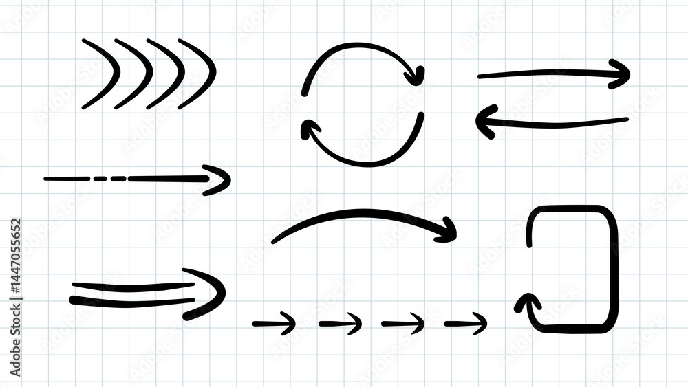 Hand Drawn Directional Arrows Stock Template | Adobe Stock