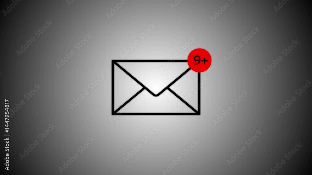 Social media message notification icon animation on alpha channel ...
