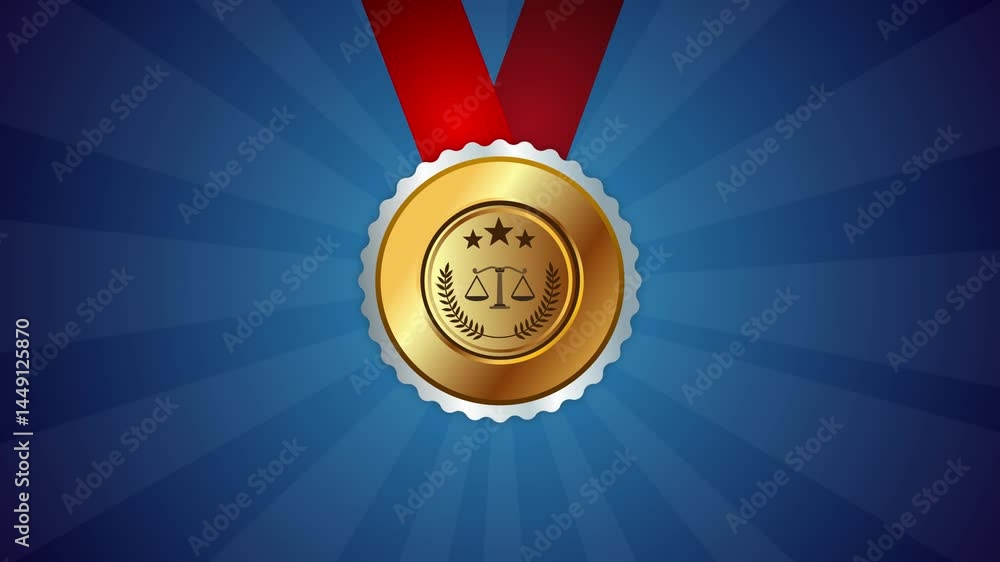 Law school competition medal with ribbon animated gold medals ...