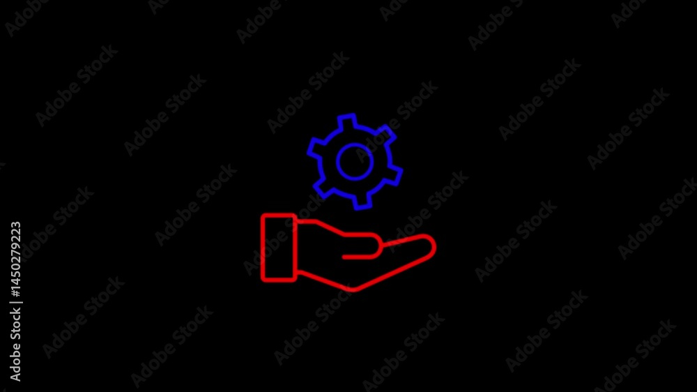 Continuous one single line hand setting icon drawing management ...