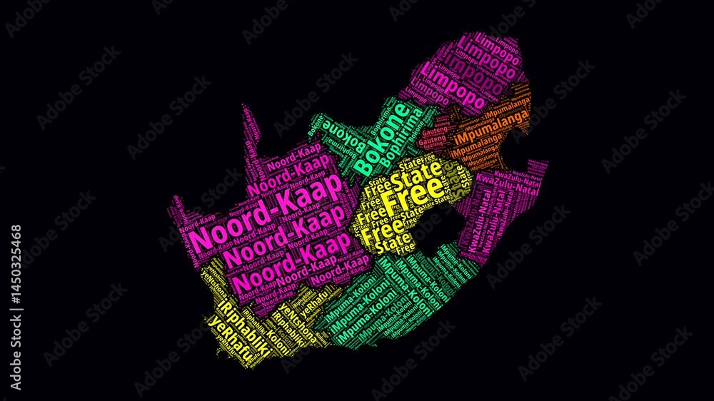 South Africa Intro Video. Regions Word Clouds Animation. South Africa ...