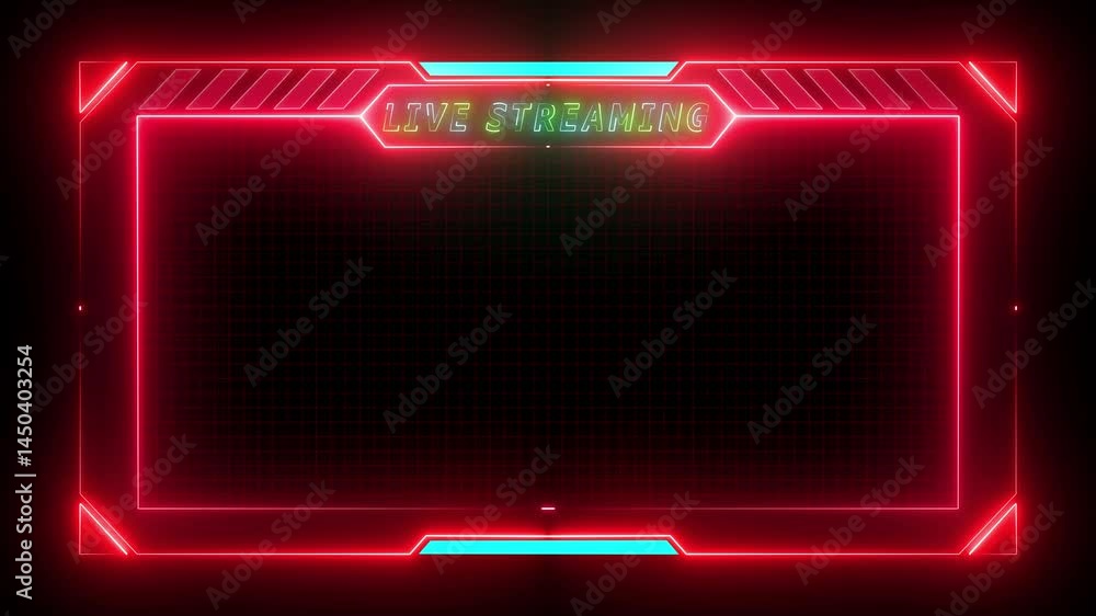 Live streaming neon text frame animation box frame neon frame live ...