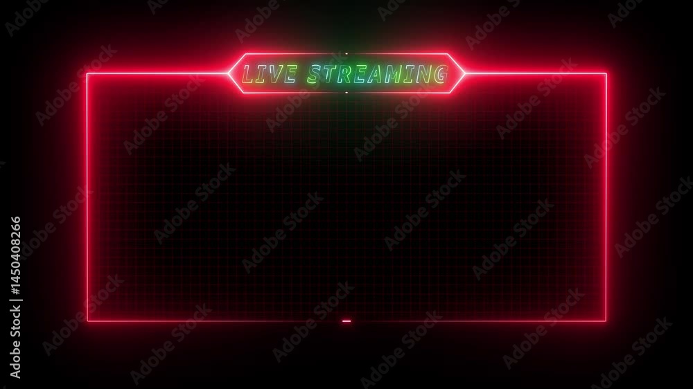 Live streaming neon text frame animation box frame neon frame live ...