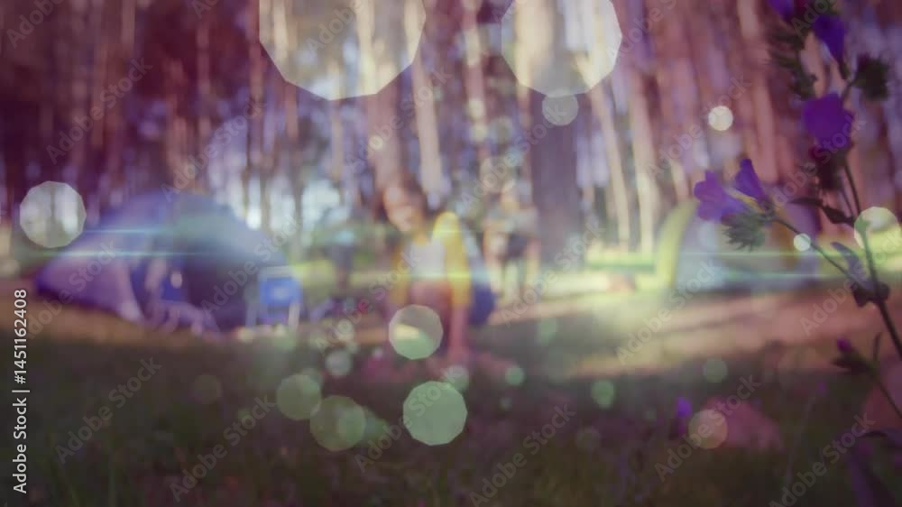 Friends exploring technology via animated trail map and weather icons ...