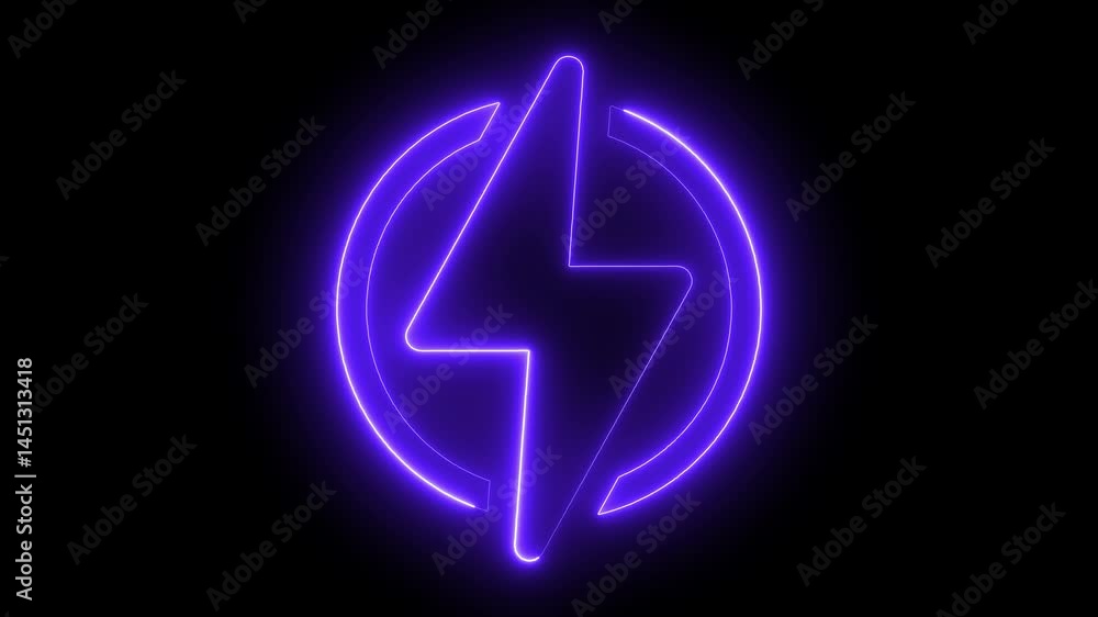 Energy neon electricity lighting bolt sign icon. neon charging icon and ...