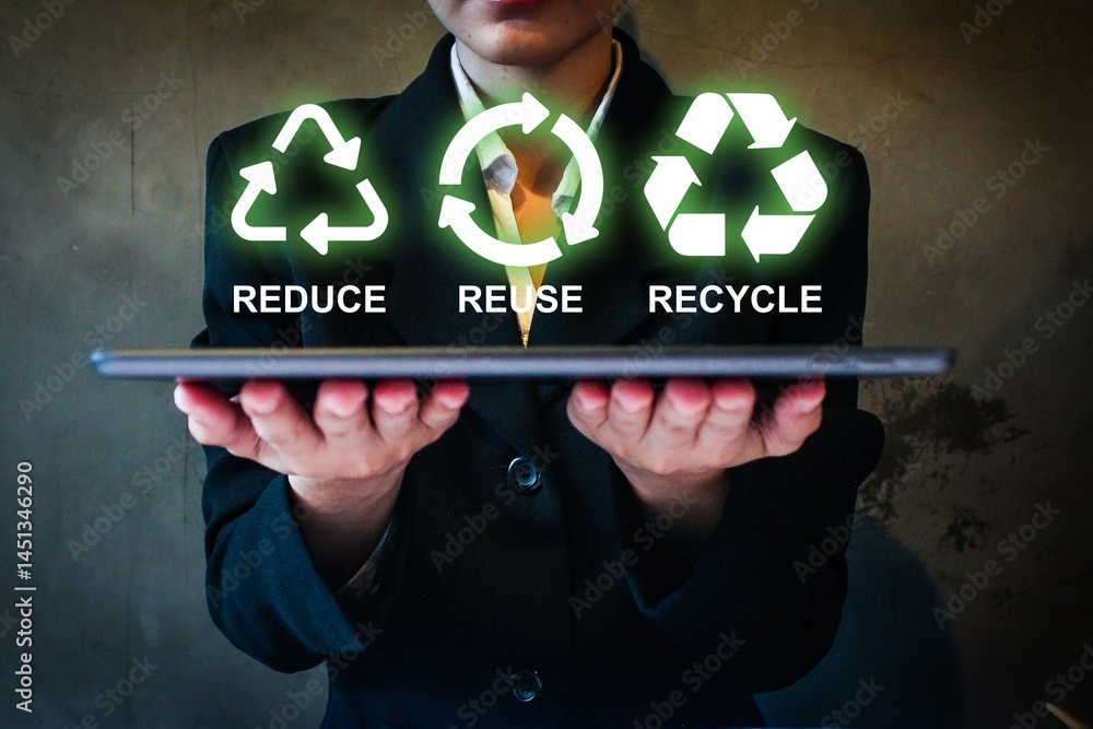 Poster Reduce reuse recycle concept for business sustainability, eco ...