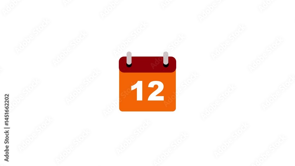12 date calendar icon Animation with transparent background. Flat ...