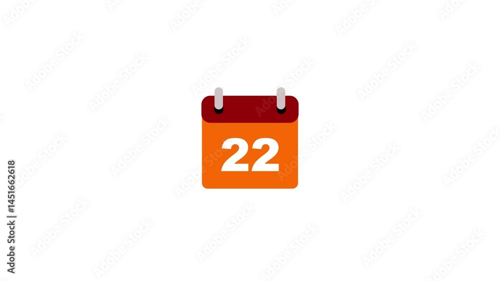 22 date calendar icon Animation with transparent background. Flat ...
