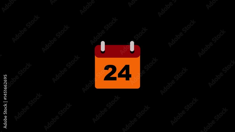 24 date calendar icon Animation with transparent background. Flat ...