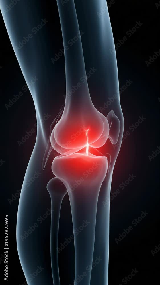 Vertical Video of Meniscus Tear Pain Inside the Knee Joint X-ray ...