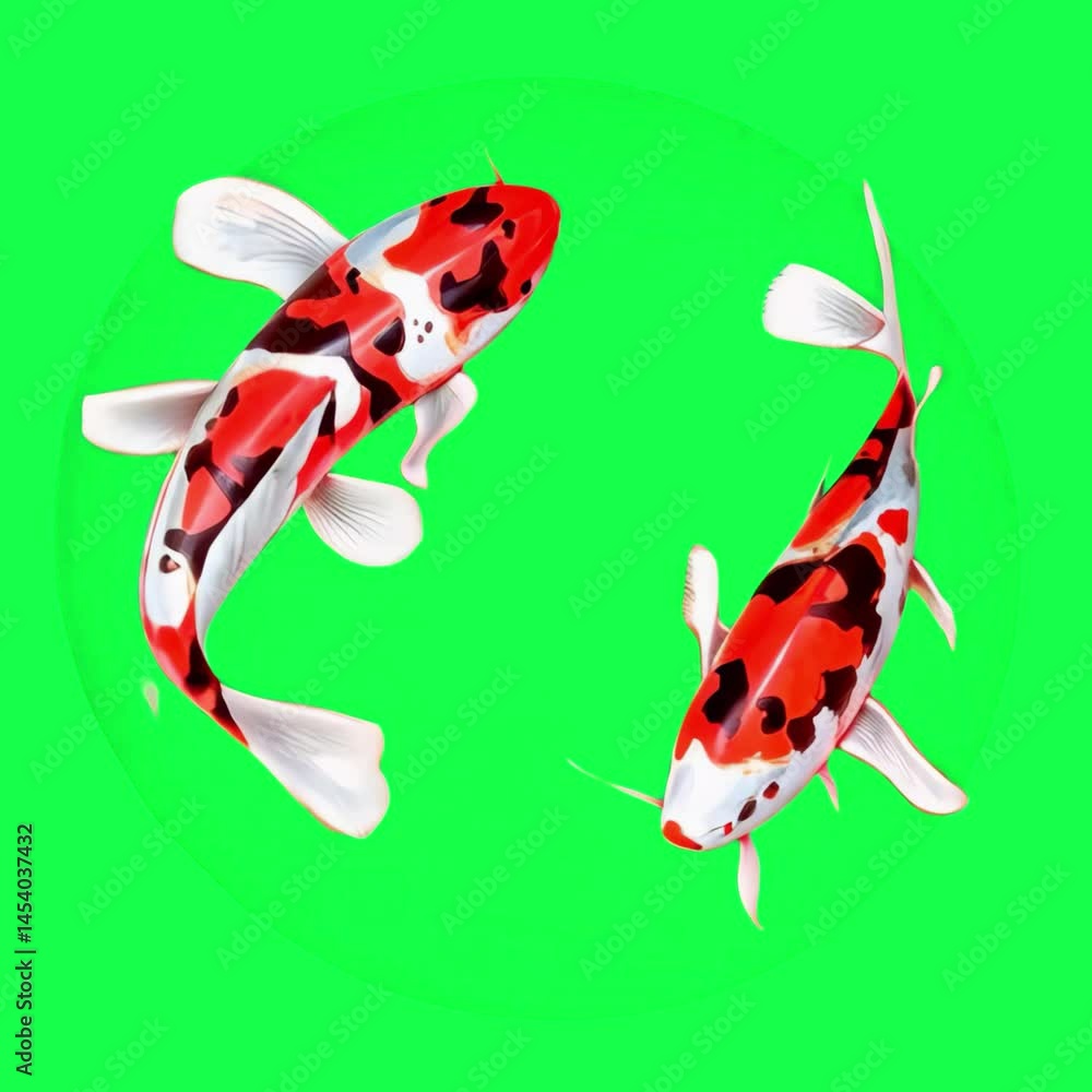 Koi fish swimming animation, transparent 4K video, green screen ...