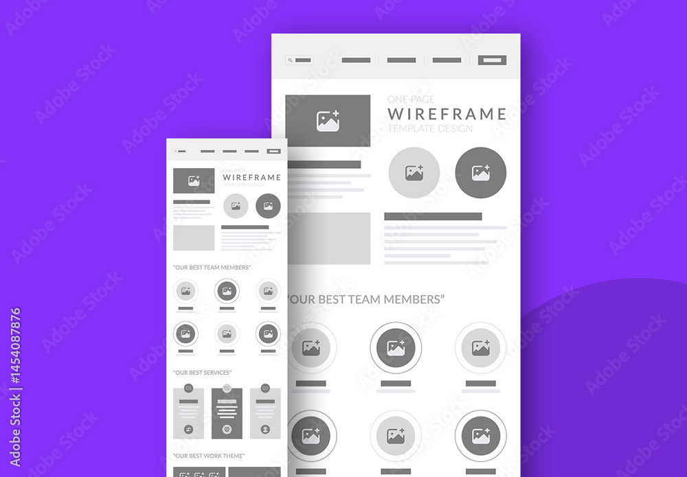 One Page Wireframe Template Layout Stock Template | Adobe Stock