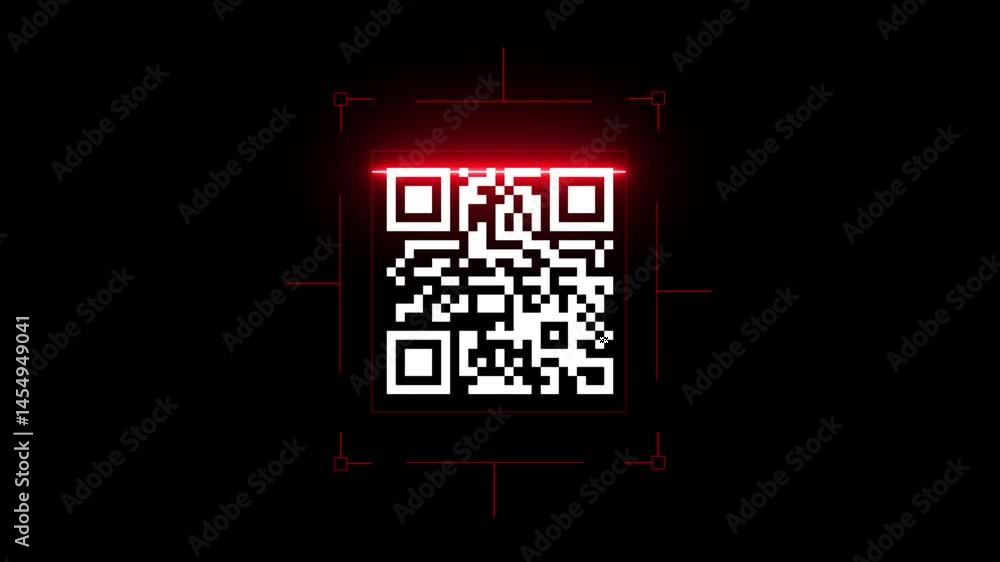 Animation of data processing and qr code Scanning the QR code icon ...