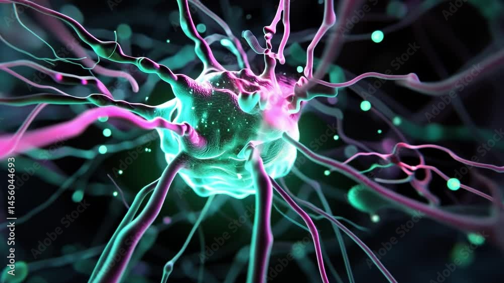 Neuron Illustration: Intricate illustration of a neuron, a fundamental ...