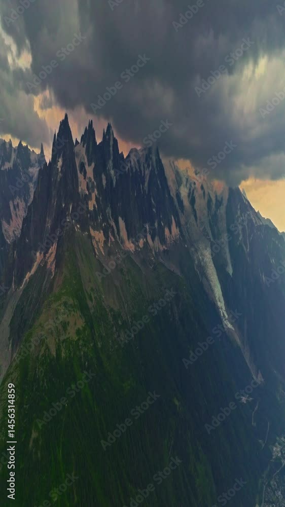 Drone view of Chamonix. Chamonix-Mont-Blanc is a resort town in France ...