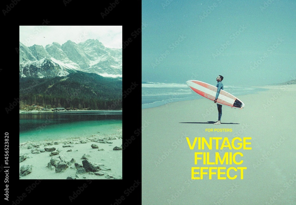 Retro Filmic Poster Photo Template Mockup Stock Template | Adobe Stock
