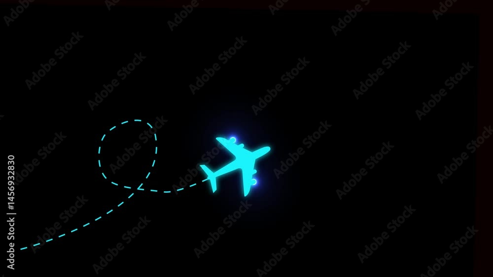 Airplane line path animation, air plane flight route with start point ...