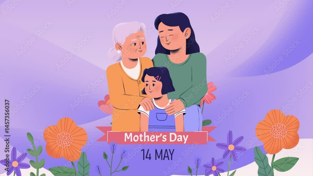 Cartoon Family Celebration Mothers Day, 2D Animation for Mothers Day ...