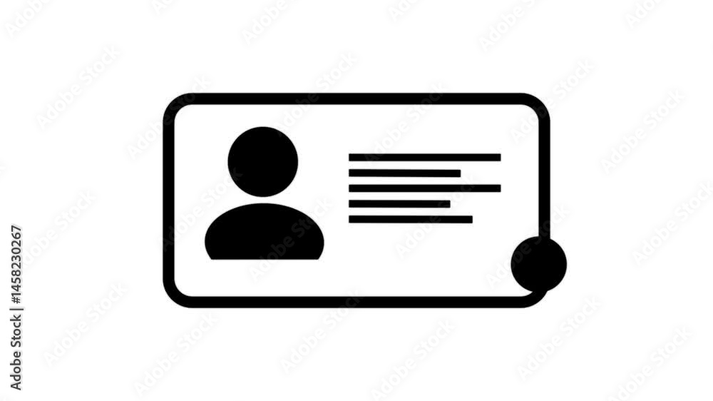 ID Card icon animation. Identification card outline icon. personal data ...