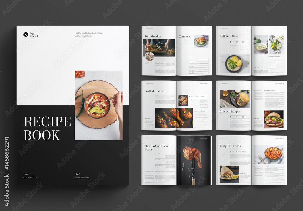 Recipe Book Layout Design Template Stock Template | Adobe Stock