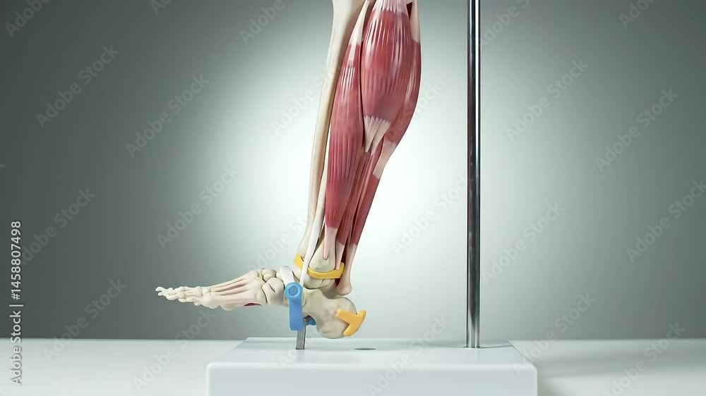 Leg muscle diagram of foot muscles and Achilles tendon in a dynamic ...