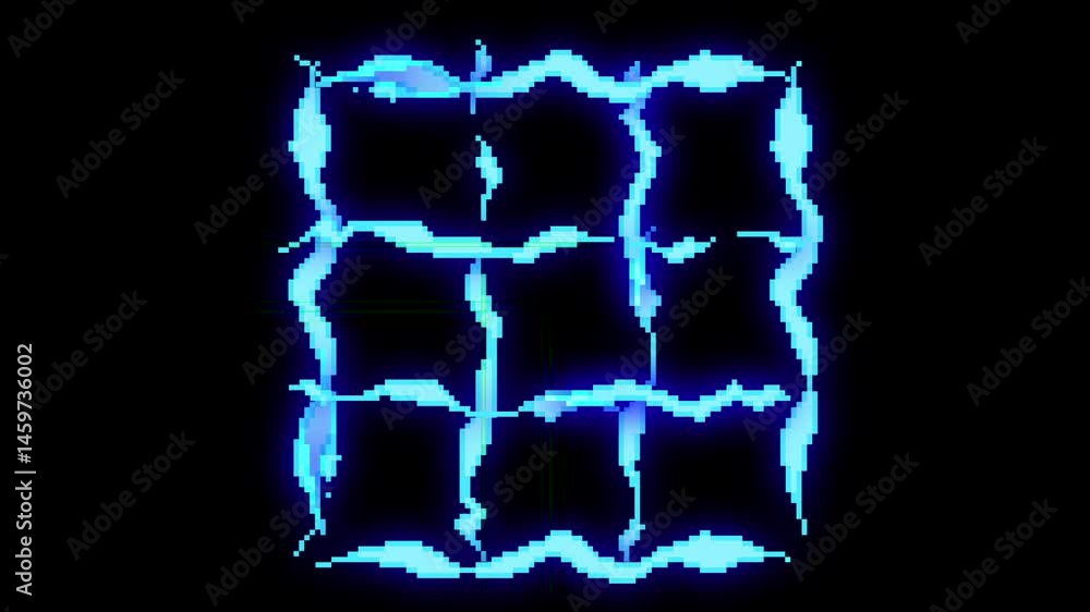 Retro Animation Pixel art Videogame Fantasy Explosion with Blue Glow ...