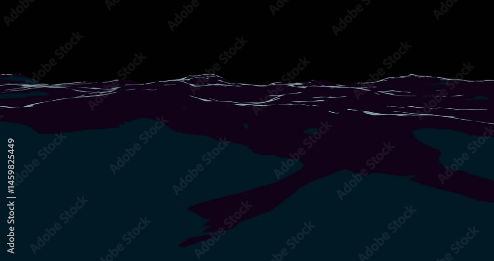 Relaxing Water Waves at night, Cartoon 2D water. Cartoon anime and ...