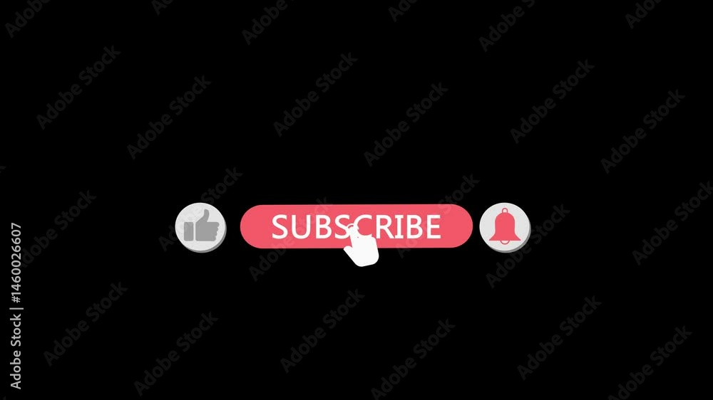 YouTube, SUBSCRIBE, LIKE, NOTIFICATION icon animation on black ...