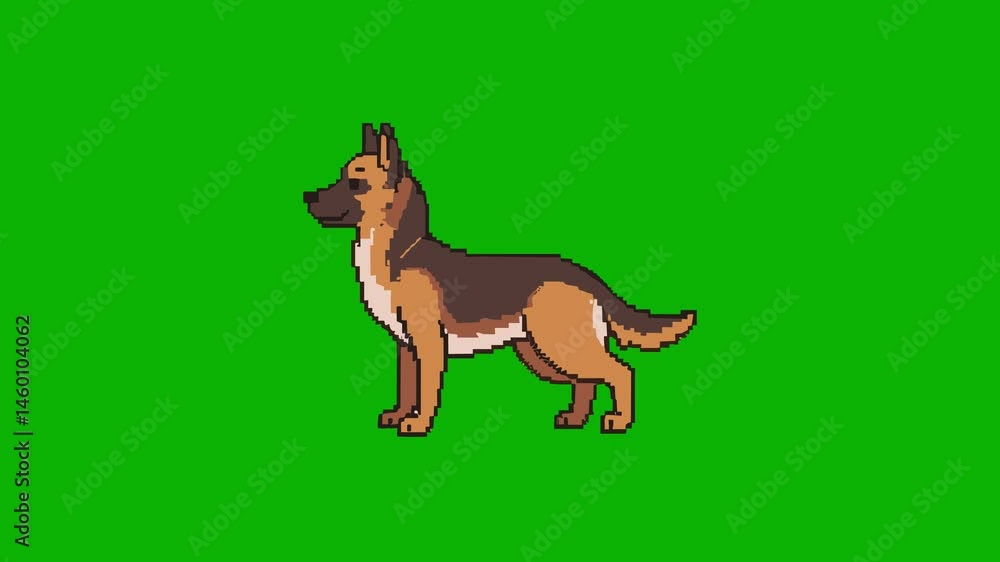 Animated Pixel Art German Shepherd Sitting, Standing and Raising Paw ...