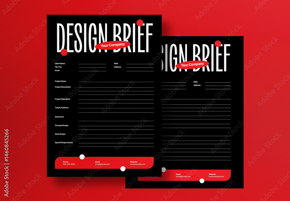 Black Red Utilitarian Design Brief A4 & US Letter Layout Stock Template ...