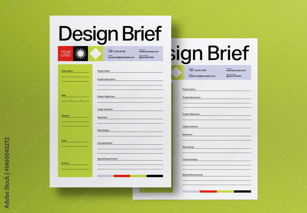 White Utilitarian Design Brief A4 & US Letter Layout Stock Template ...