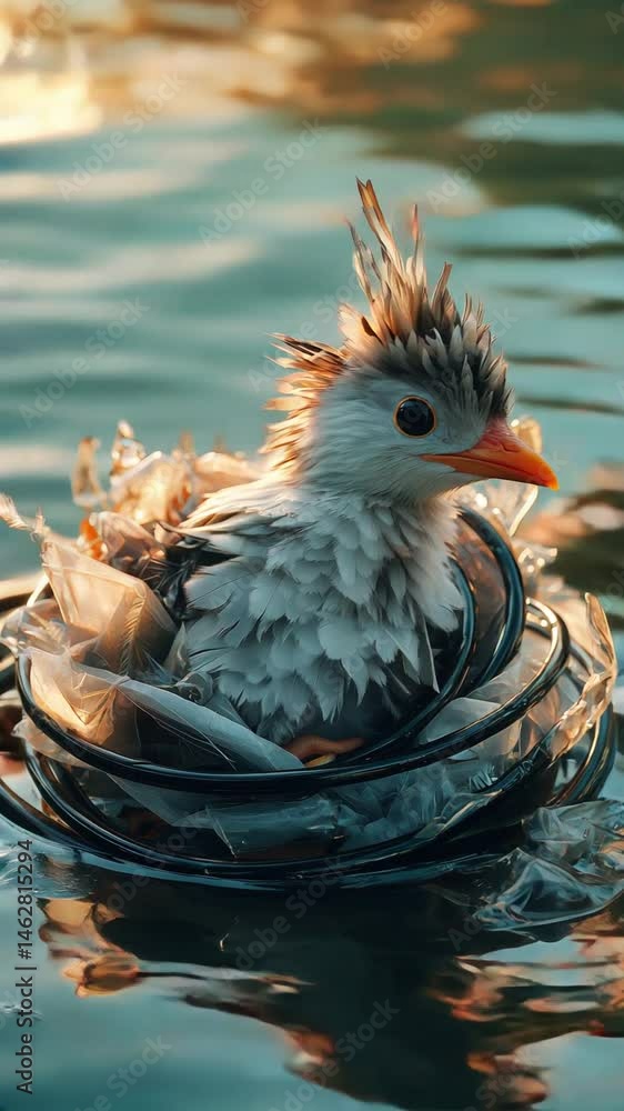 Trapped in Plastic: Seabird in a Polluted Ocean. Video of a seabird ...