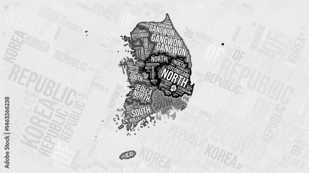 Republic of Korea Animation. Visual effect of Republic of Korea regions ...