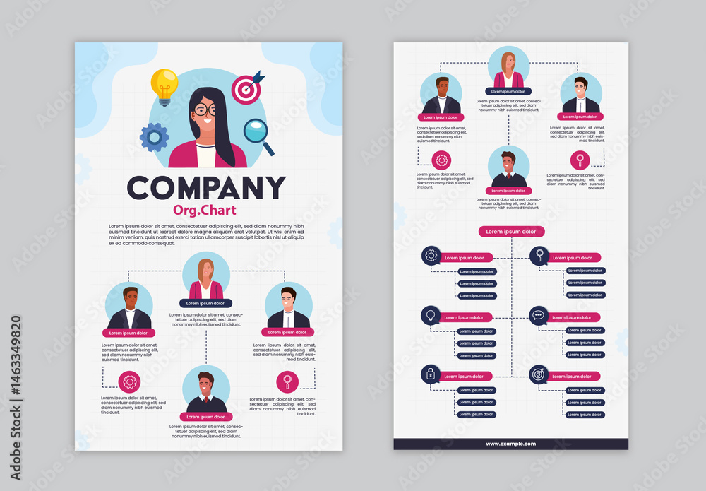 Fuchsia And White Business Team Structure Organization Chart ...