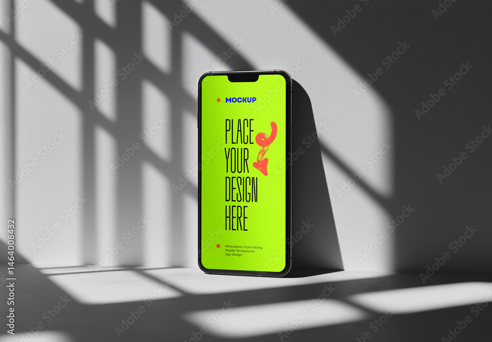Standing Smartphone Mockup with Dramatic Shadows – Realistic Front ...