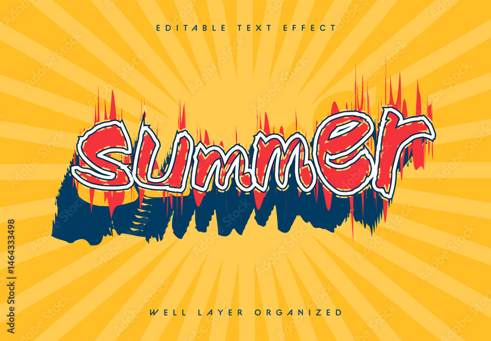 Summer Text Effect Design Template with Vibrant Colors and Editable ...