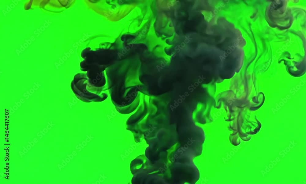 Black Smoke on Green Screen, Smoke rising over black with green screen ...